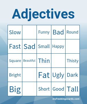 Adjectives Bingo