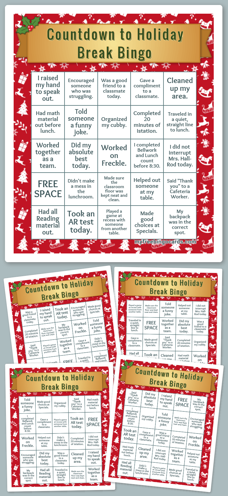 Virtual Countdown to Holiday Break Bingo