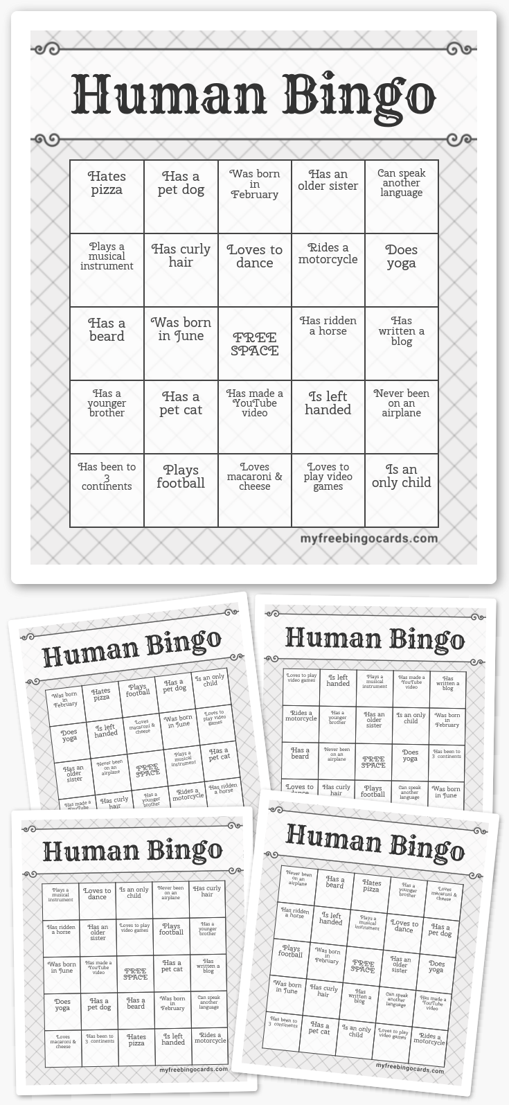 Virtual Human Bingo