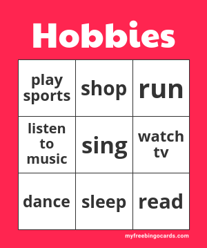 Hobbies Bingo