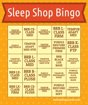 Sleep Shop Bingo