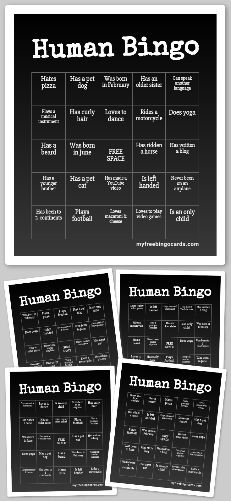Virtual Human Bingo