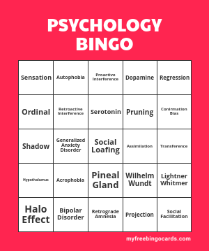 PSYCHOLOGY BINGO