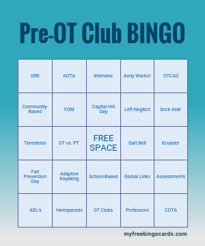 Pre-OT Club BINGO