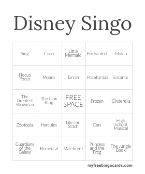 Disney Singo Bingo