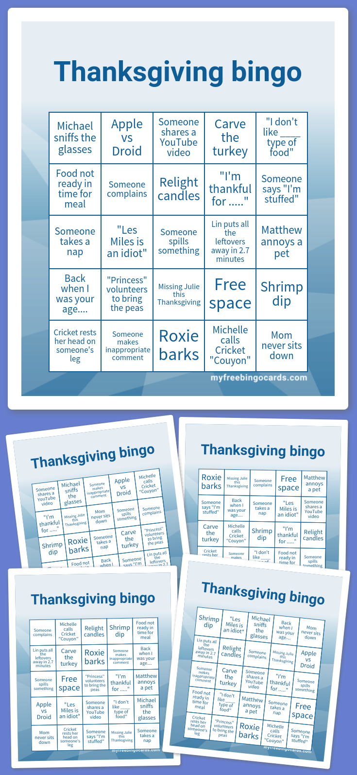 Virtual Thanksgiving bingo