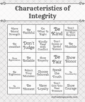 Characteristics of Integrity Bingo