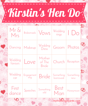 Kirstin's Hen Do Bingo