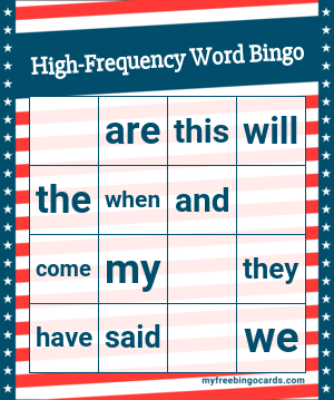 High-Frequency Word Bingo