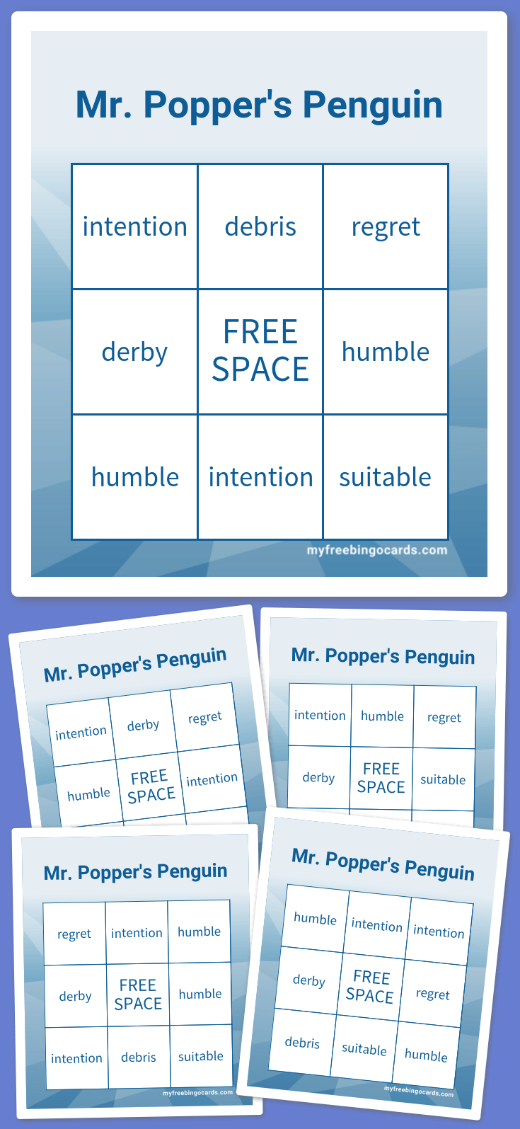 Virtual Mr. Popper's Penguin Bingo