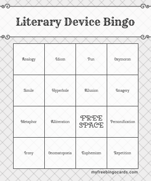 Print 100+ Literary Device Bingo Cards