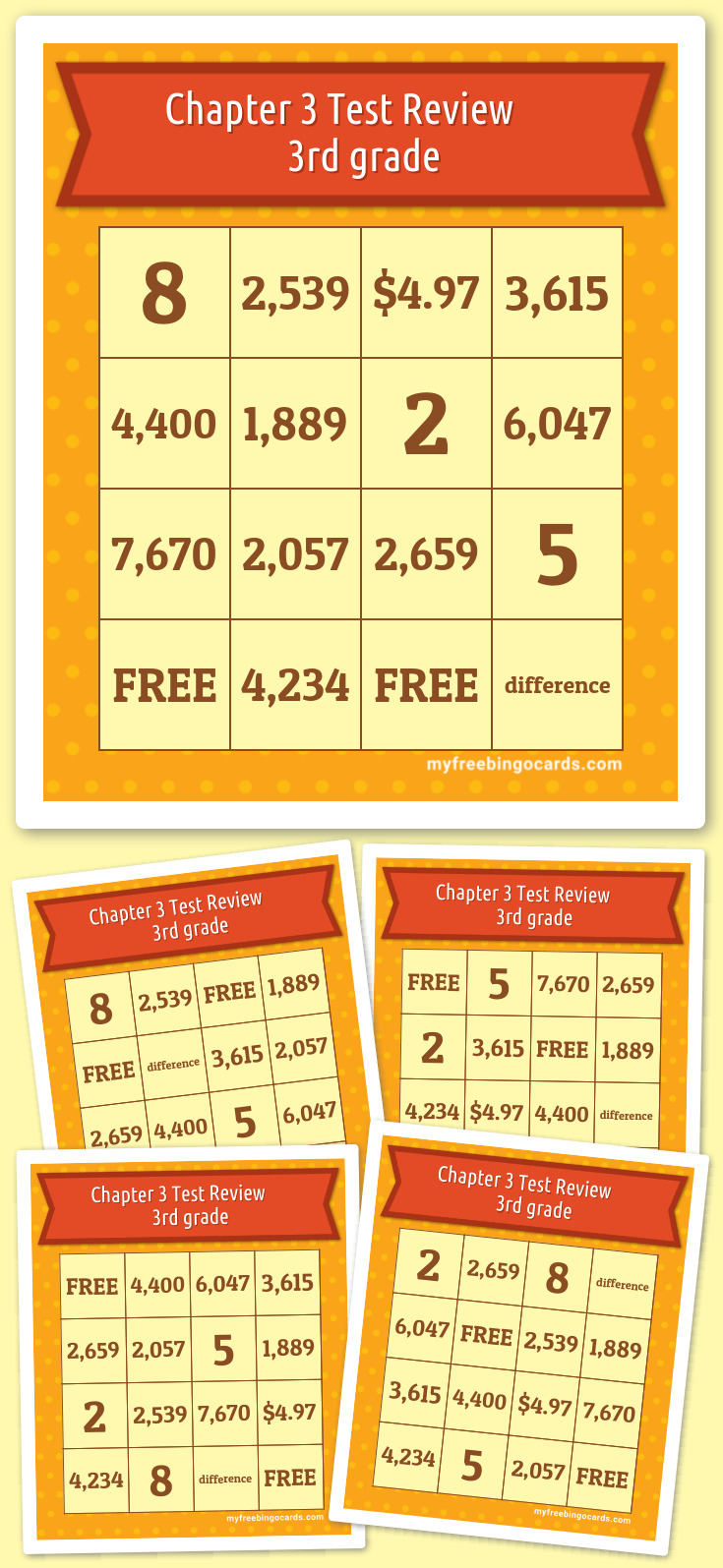 Virtual Chapter 3 Test Review 3rd grade Bingo
