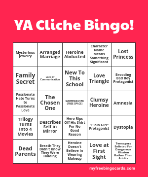 Print 100+ YA Cliche Bingo! Cards