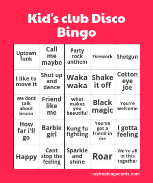 Kid's club Disco Bingo