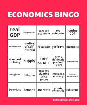 ECONOMICS BINGO