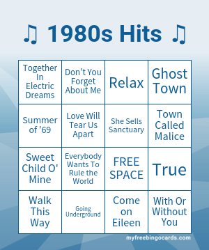 1980s Hits ♫ Bingo