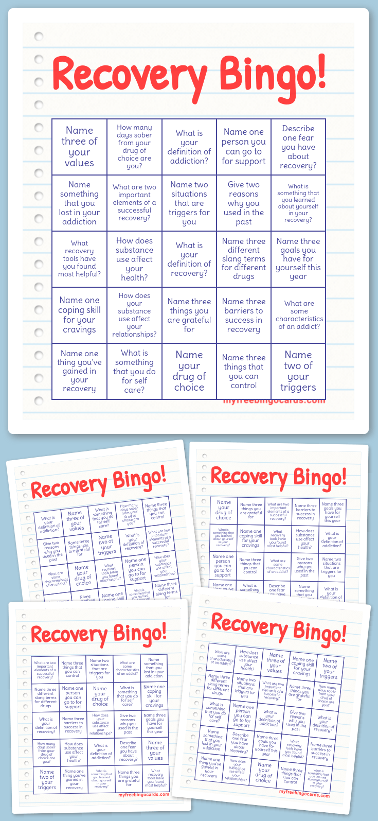 Virtual Recovery Bingo!