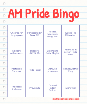 AM Pride Bingo