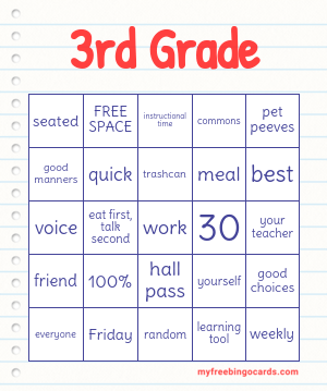 3rd Grade Bingo