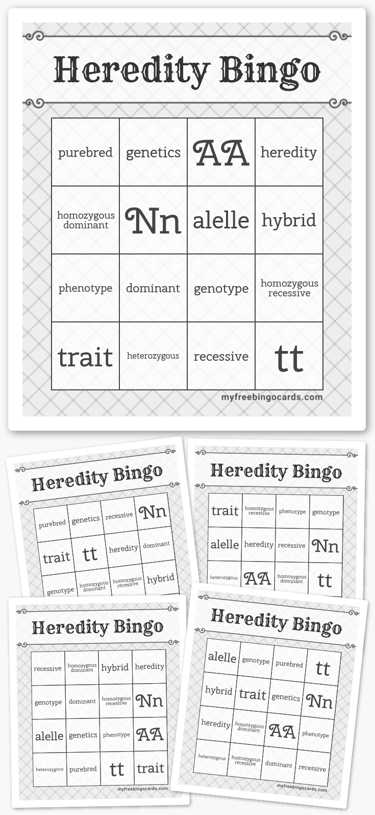 Virtual Heredity Bingo
