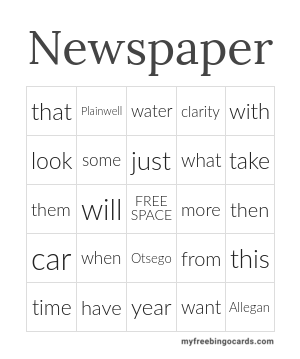 Newspaper Bingo