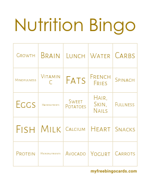 Nutrition Bingo
