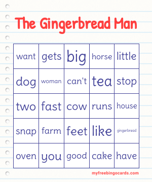 Print 100+ The Gingerbread Man Bingo Cards