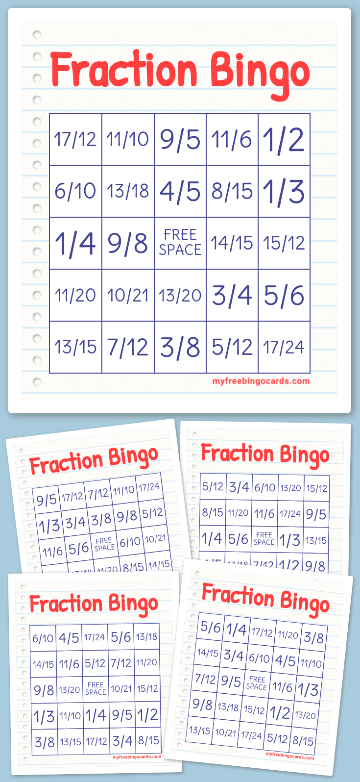 Virtual Fraction Bingo