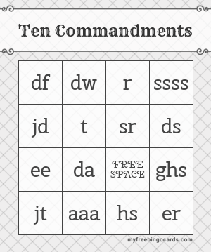 Ten Commandments Bingo