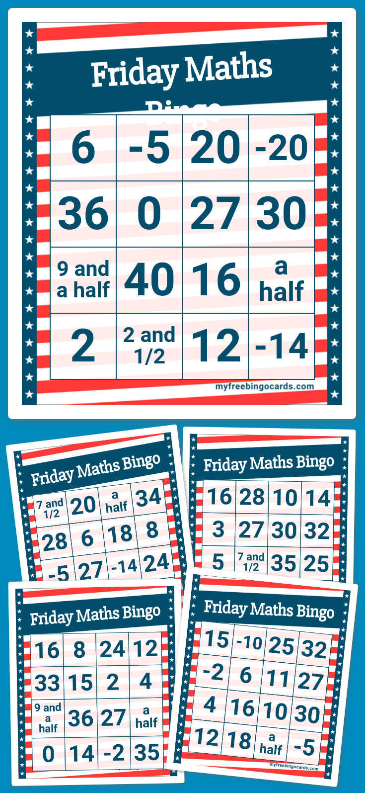 Virtual Friday Maths Bingo
