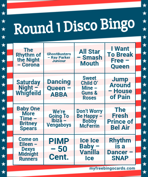 Round 1 Disco Bingo