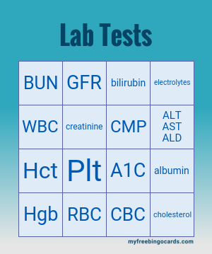 Lab Tests Bingo