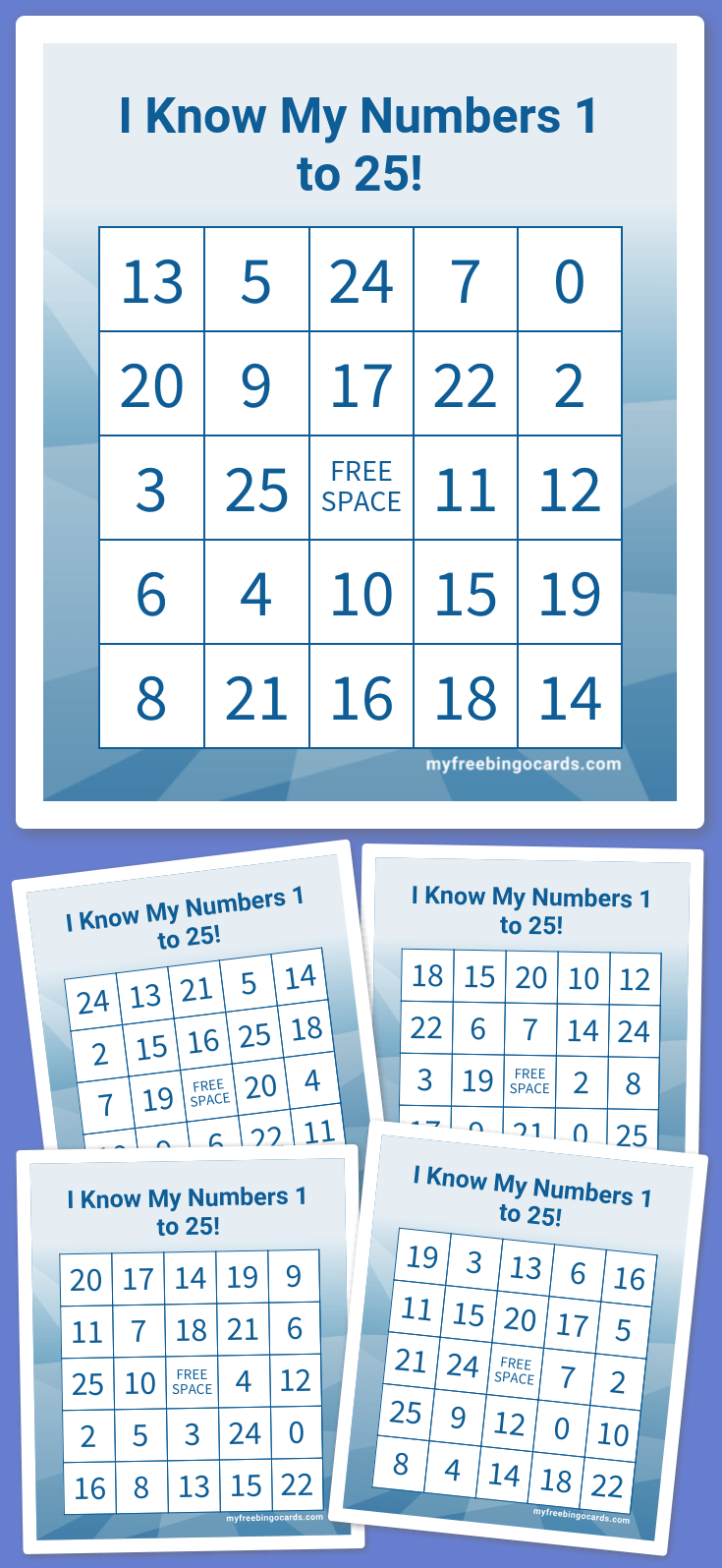 Virtual I Know My Numbers 1 to 25! Bingo