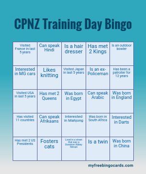 CPNZ Training Day Bingo