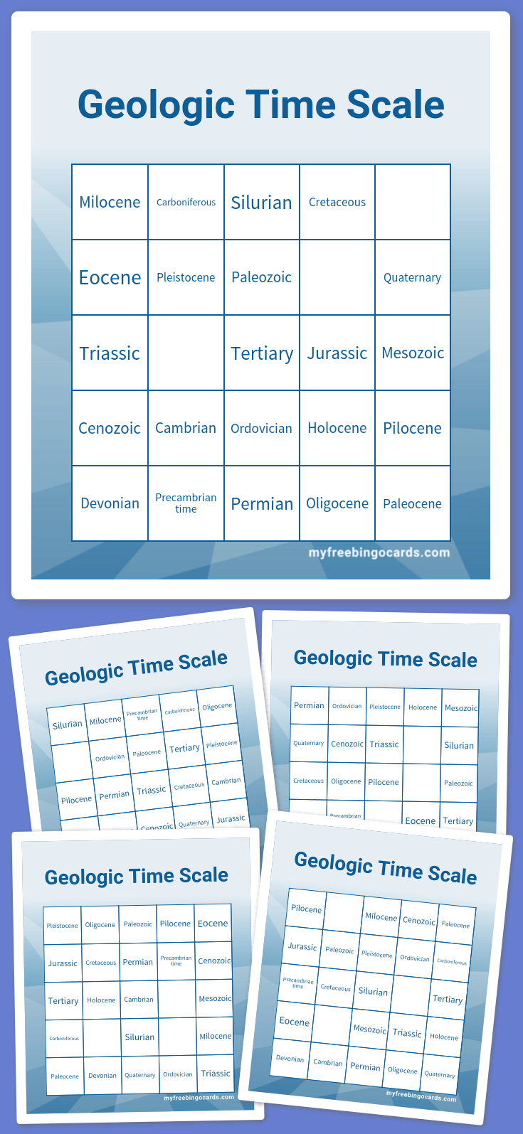 Virtual Geologic Time Scale Bingo