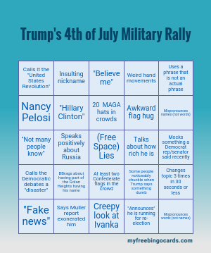 Trump's 4th of July Military Rally Bingo