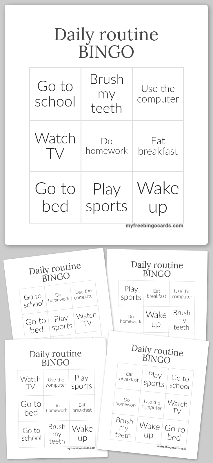 Virtual Daily routine BINGO