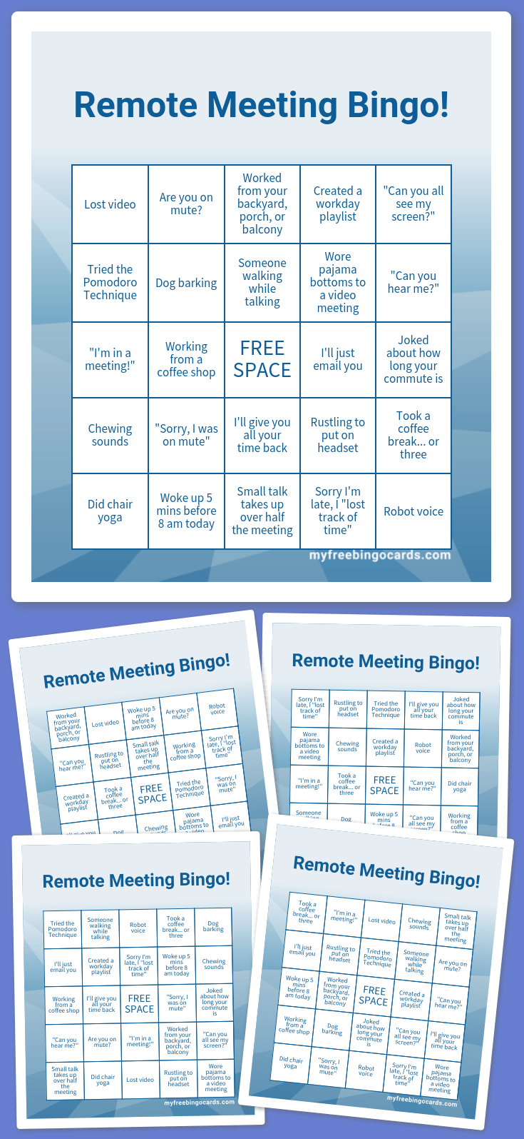 Virtual Remote Meeting Bingo!