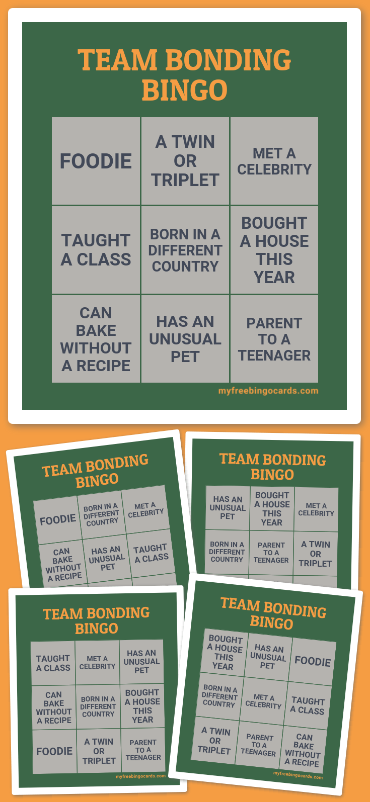 Virtual TEAM BONDING BINGO