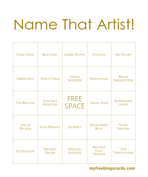 Print 100+ Name That Artist! Bingo Cards