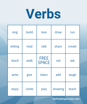 Print 100+ Verbs Bingo Cards