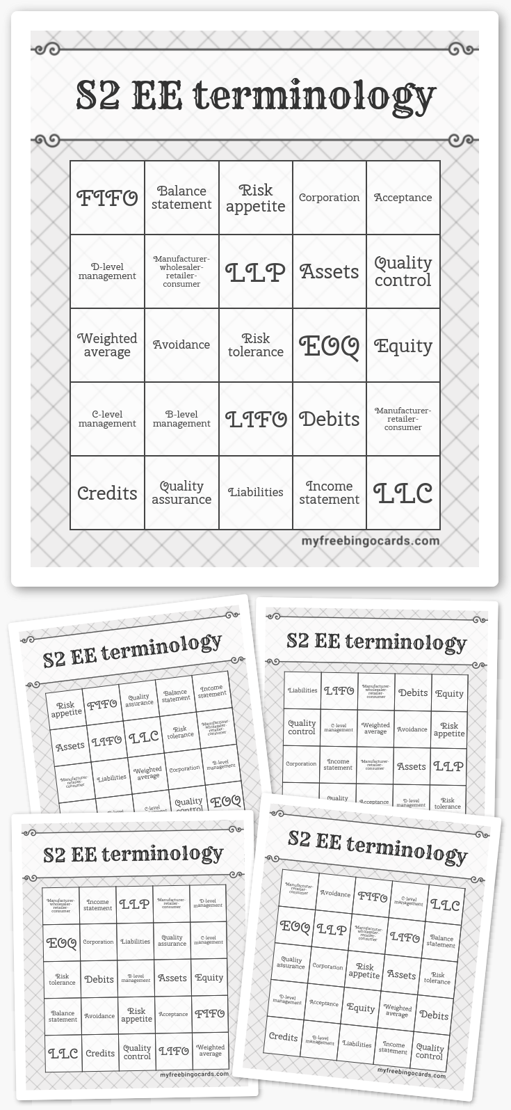 Virtual S2 EE terminology Bingo