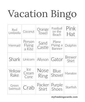 Vacation Bingo