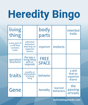 Print 100+ Heredity Bingo Cards