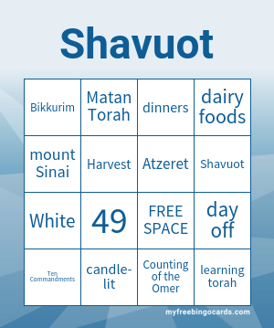 Shavuot Bingo