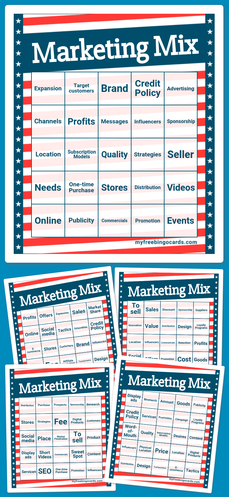 Virtual Marketing Mix Bingo