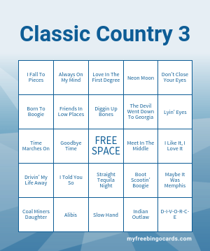Classic Country 3 Bingo
