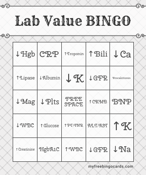 Lab Value BINGO