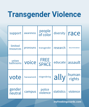 Transgender Violence Bingo