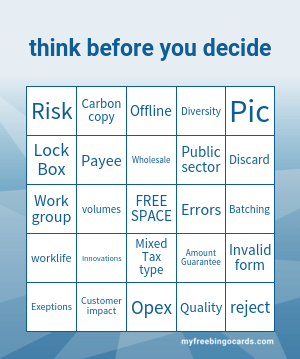 Print 100+ think before you decide bingo cards
